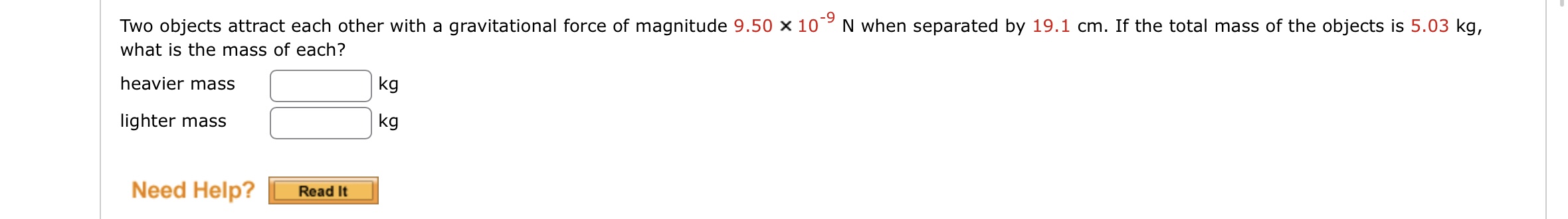 Solved Two objects attract each other with a gravitational | Chegg.com