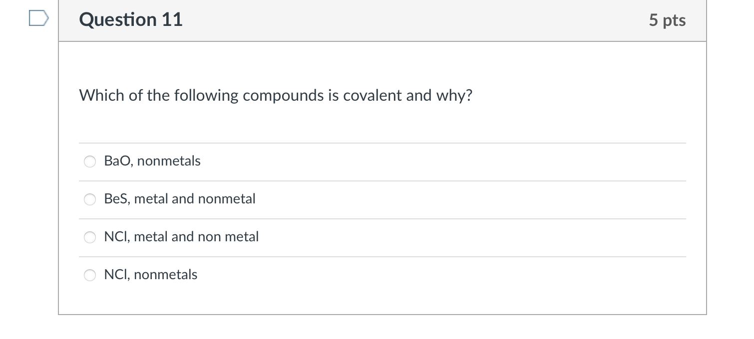 Solved Question 11 5 pts Which of the following compounds is | Chegg.com