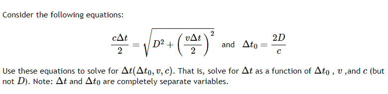Solved Consider the following equations: \\[ \\frac{c | Chegg.com