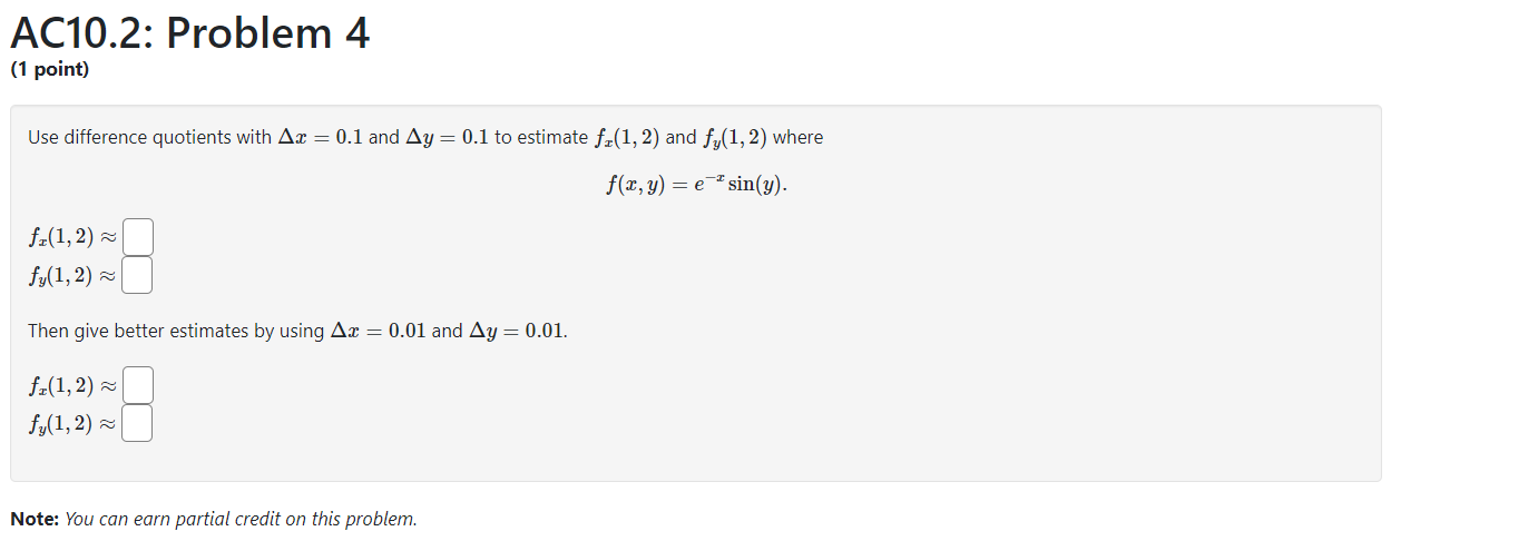 Solved Use difference quotients with Δx=0.1 and Δy=0.1 to | Chegg.com