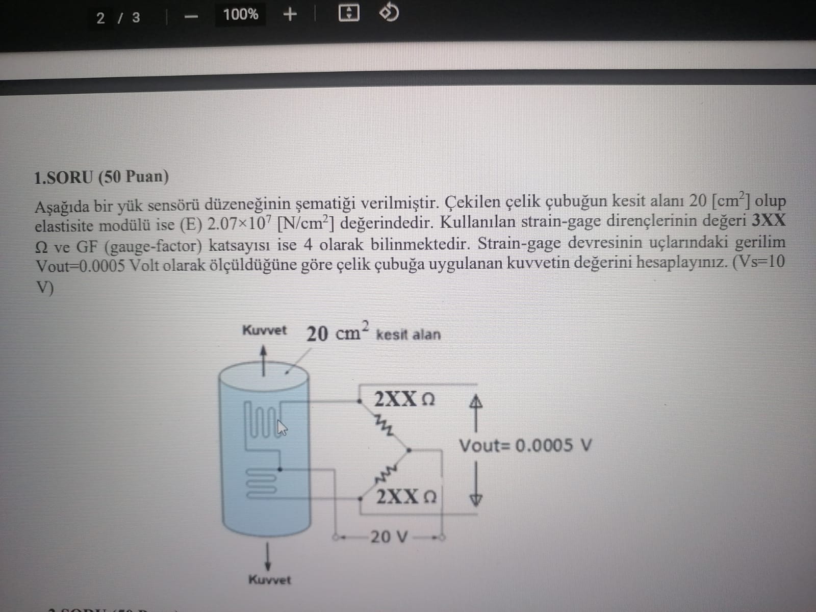 Below is the schematic diagram of a load sensor | Chegg.com