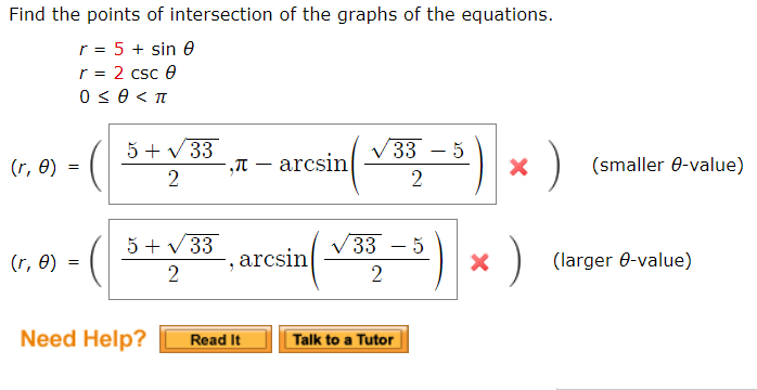 Solved Find the points of intersection of the graphs of | Chegg.com