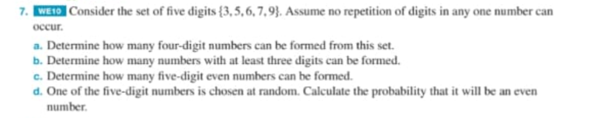 Solved 7. WE10 Consider the set of five digits \\( | Chegg.com