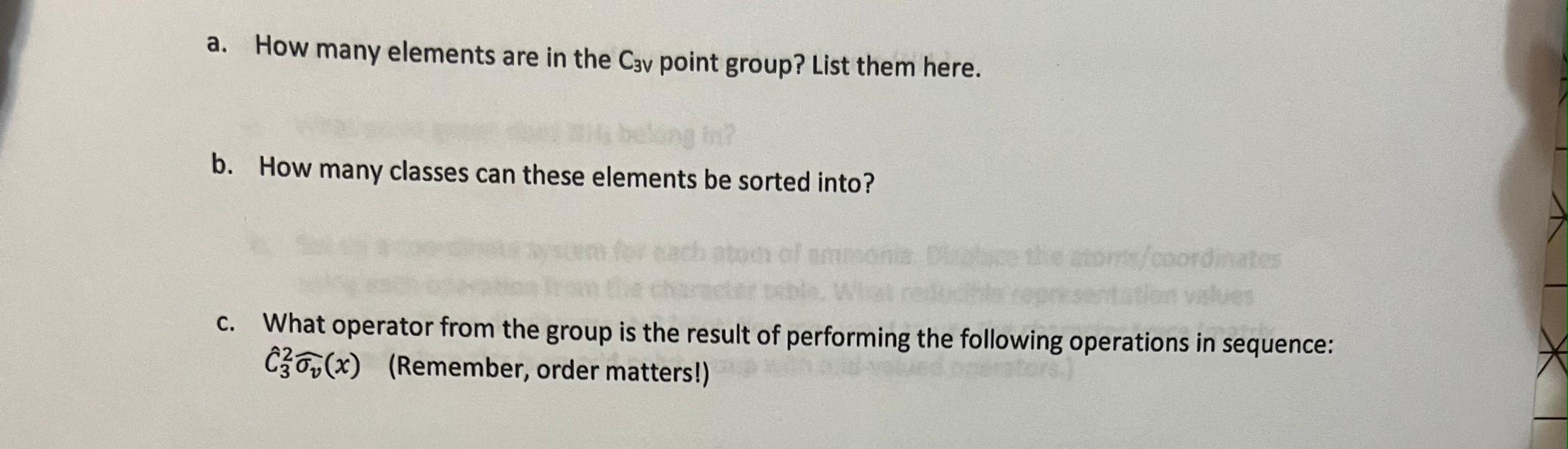 Solved a. How many elements are in the Czy point group? List | Chegg.com