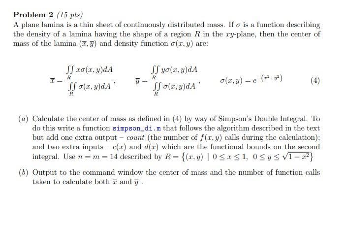 Solved Problem 2 (15 pts) A plane lamina is a thin sheet of | Chegg.com
