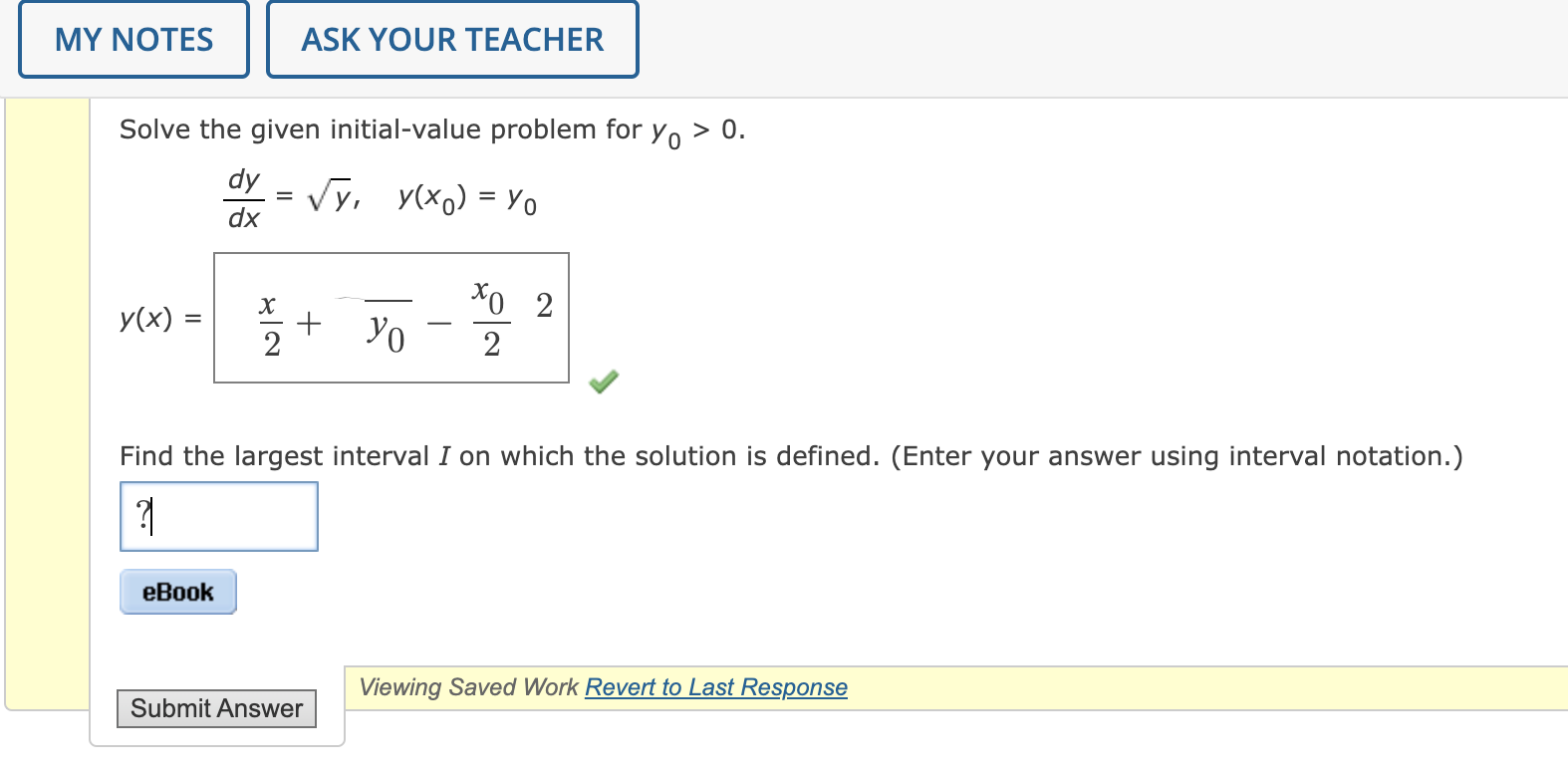 Solved Solve the given initial-value problem for y0>0. | Chegg.com