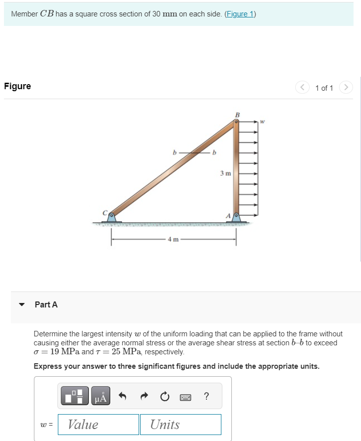 Solved Member \( ﻿C B \) ﻿has a square cross section of 30 | Chegg.com