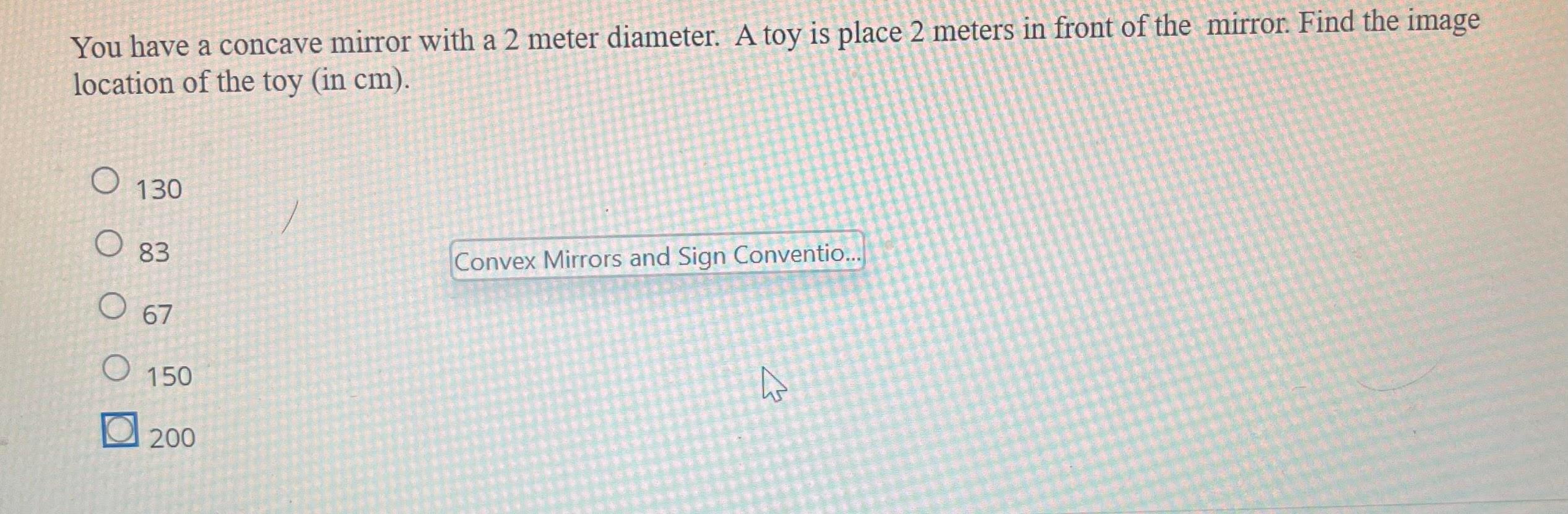 Solved You have a concave mirror with a 2 meter diameter. A | Chegg.com