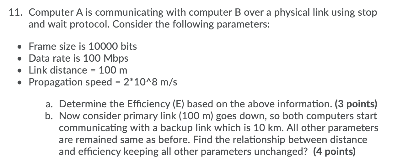 Solved 11. Computer A is communicating with computer B over | Chegg.com