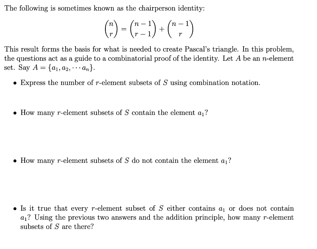 The following is sometimes known as the chairperson | Chegg.com