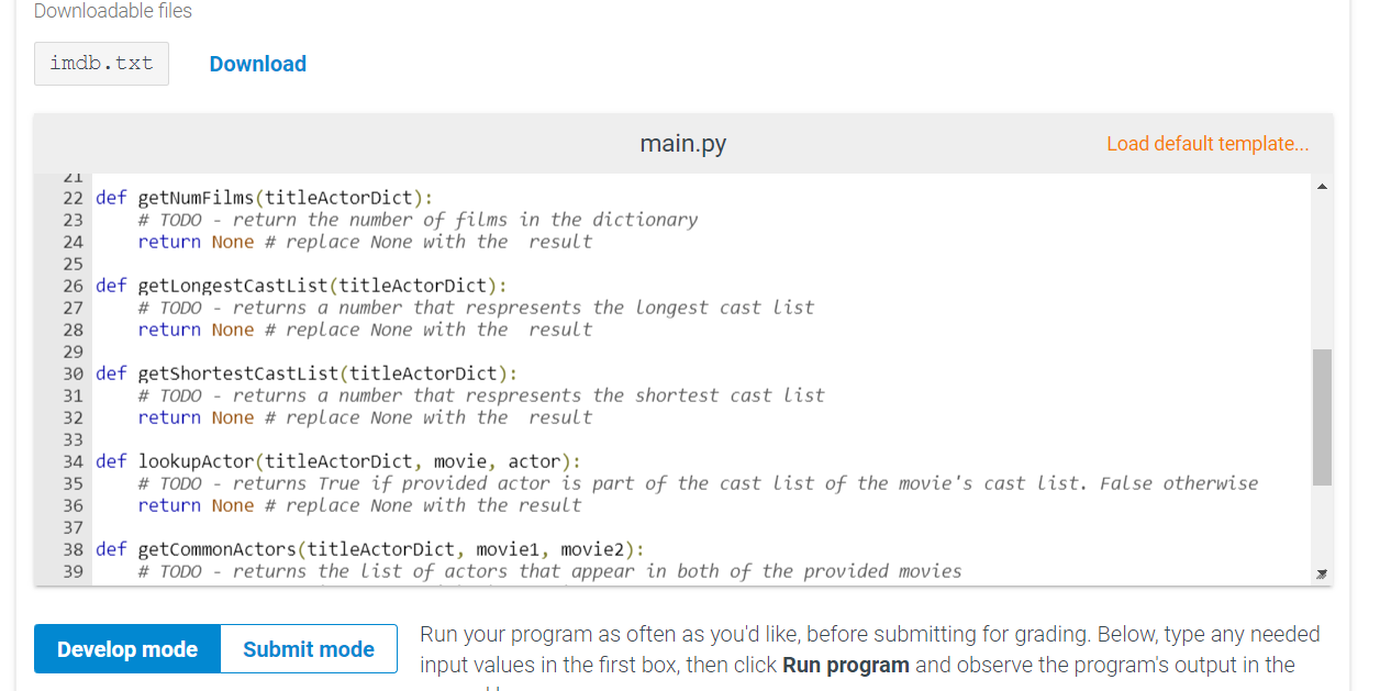 Solved LAB ACTIVITY 18.1.1: IMDB 0/8 Downloadable files | Chegg.com