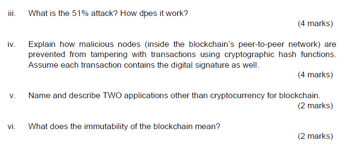 Solved (a) In the context of blockchain technology, answer | Chegg.com