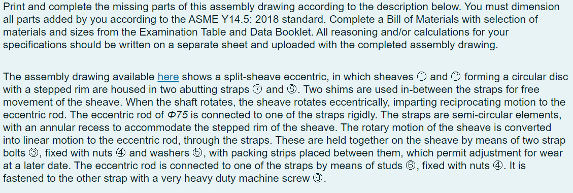 Print and complete the missing parts of this assembly | Chegg.com