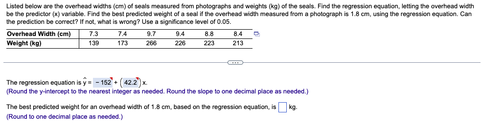 Solved Listed below are the overhead widths (cm) of seals | Chegg.com