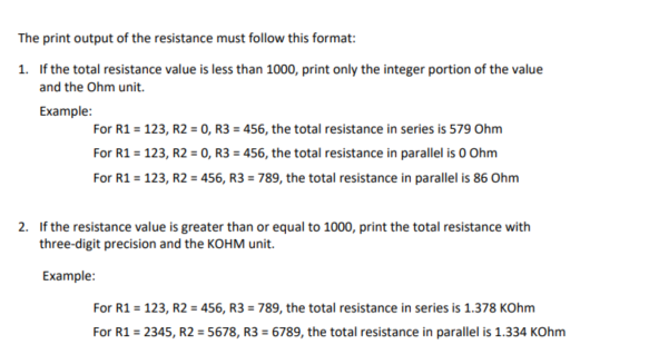 Solved C++ Programming: Series and Parallel Resistance Value | Chegg.com