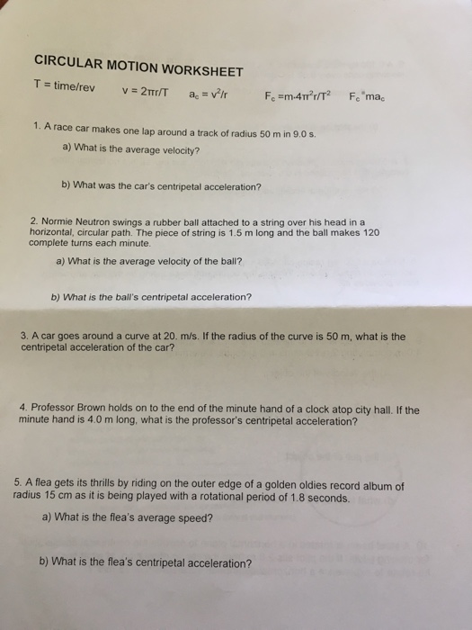 Solved Uniform Circular Motion Activity Goal: o analyze the | Chegg.com