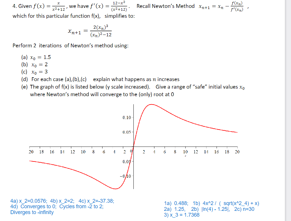 Solved Given f(x)=xx2+12, ﻿we have f'(x)=12-x2(x2+12). | Chegg.com