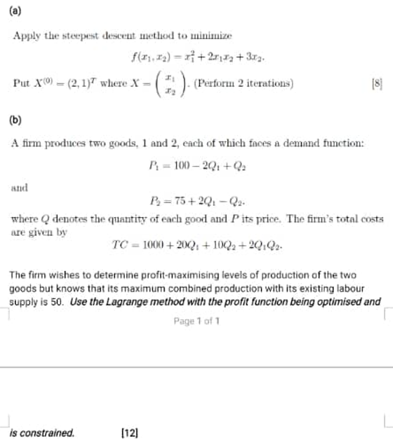 Solved Apply The Sterpest Descent Method To Minimize