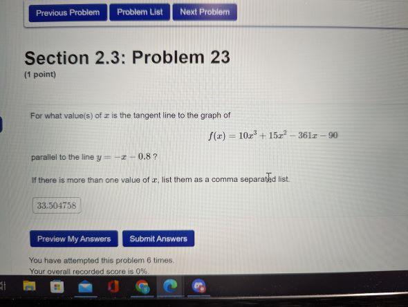 Solved Section 2.3: Problem 23 (1 point) For what value(s) | Chegg.com