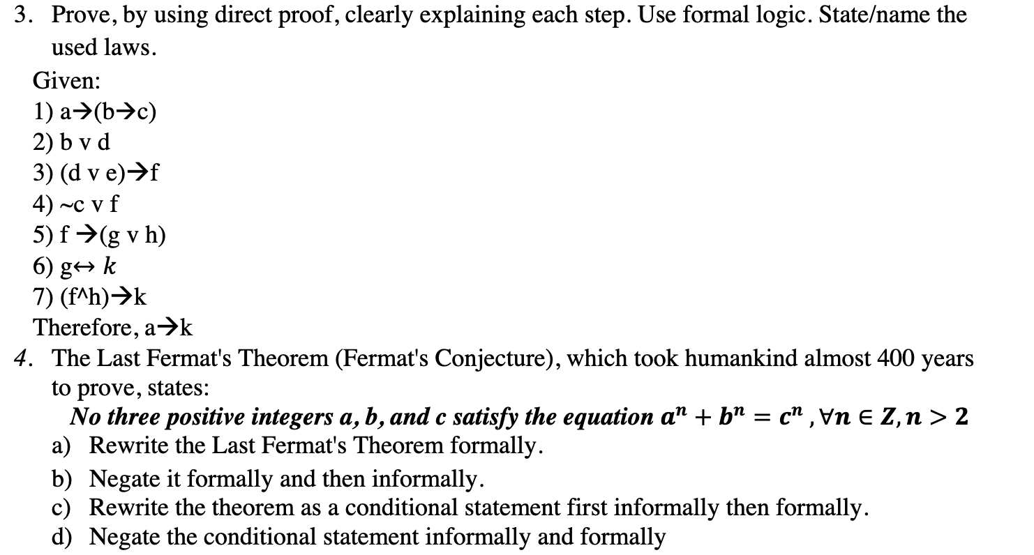 Solved V 3. Prove, by using direct proof, clearly explaining | Chegg.com
