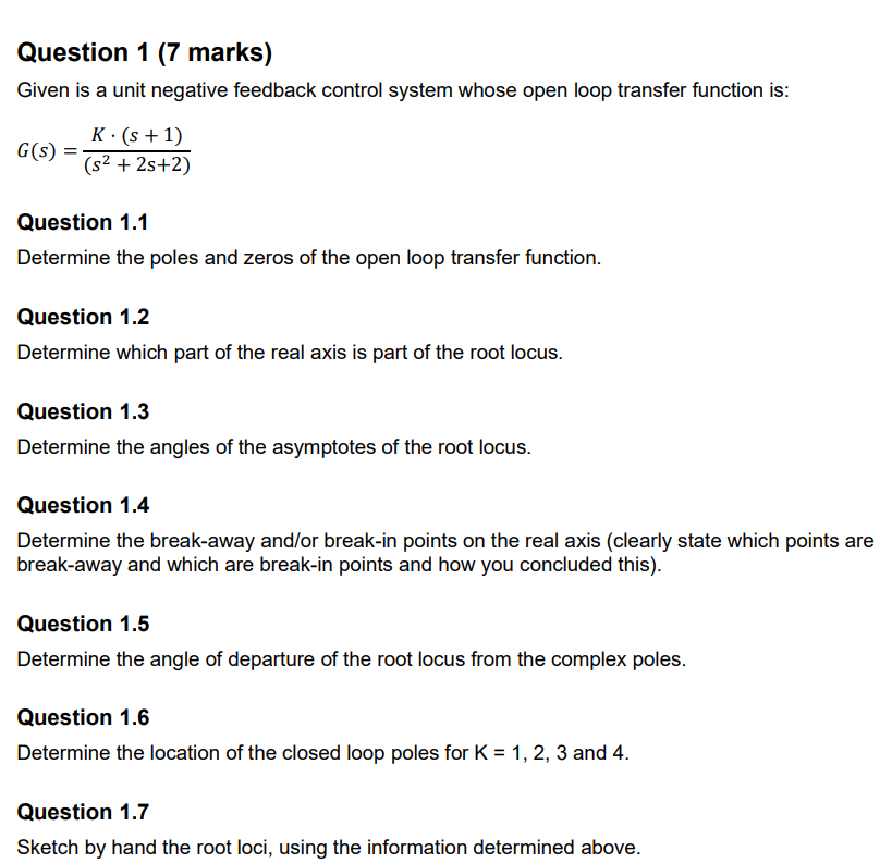 Solved Question 1 (7 marks) Given is a unit negative | Chegg.com