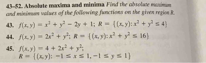 Solved 43-52. Absolute maxima and minima Find the absolute | Chegg.com