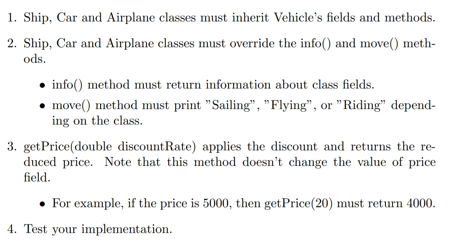 Solved Implement the classes given in the following diagram | Chegg.com