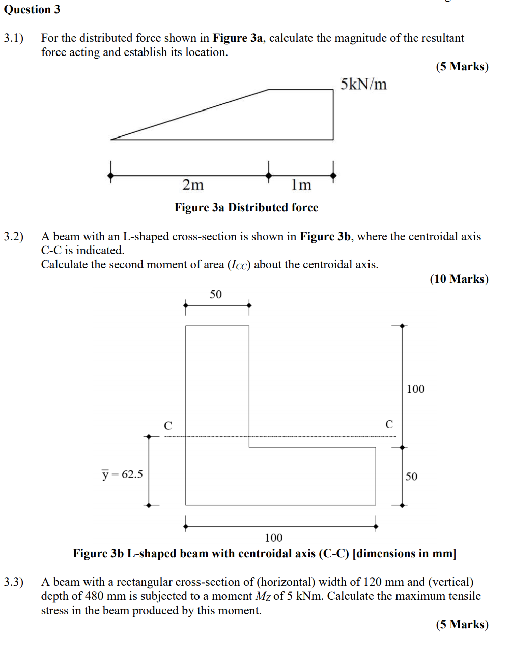 Solved Question 3 3.1) For the distributed force shown in | Chegg.com