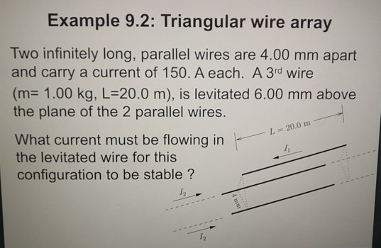 Solved Example 9.2: Triangular wire array Two infinitely | Chegg.com