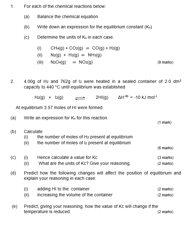 Solved 1. For each of the chemical reactions below: (a) | Chegg.com