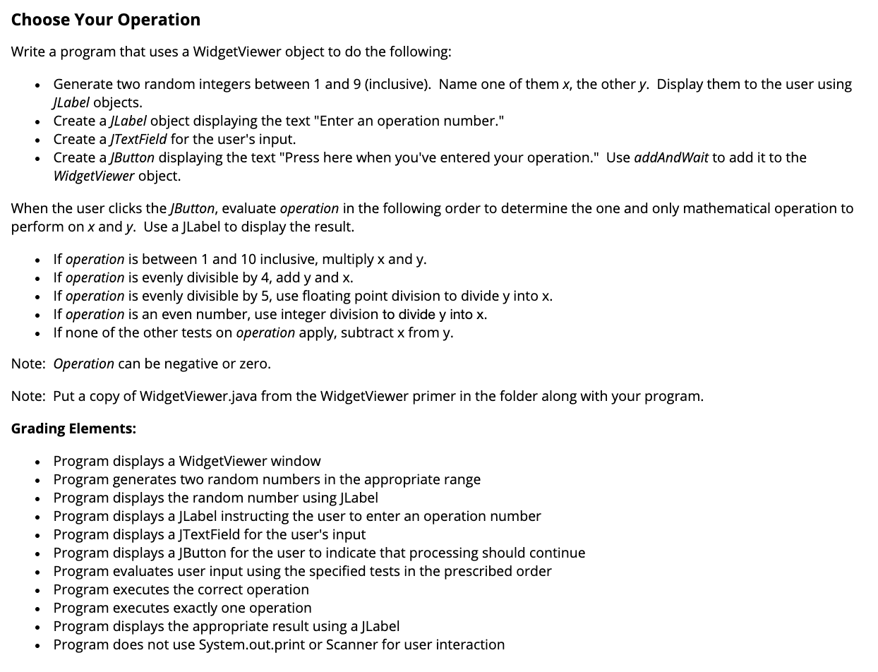 Solved Choose Your Operation Write a program that uses a | Chegg.com