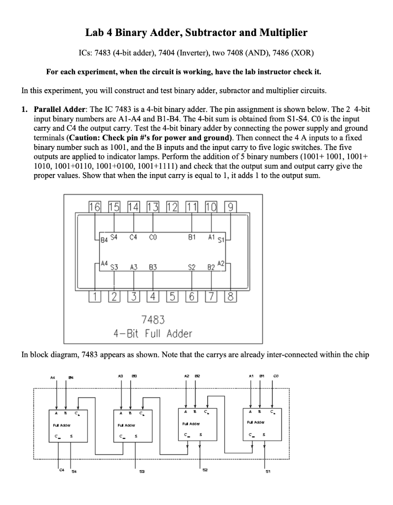 4 Bit Binary Subtractor Wiring Draw
