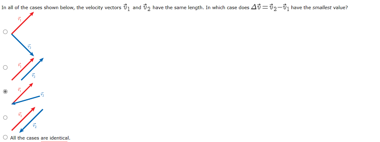 Solved In all of the cases shown below, the velocity vectors | Chegg.com