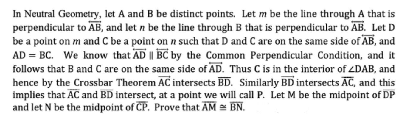 Solved In Neutral Geometry, let A and B be distinct points. | Chegg.com
