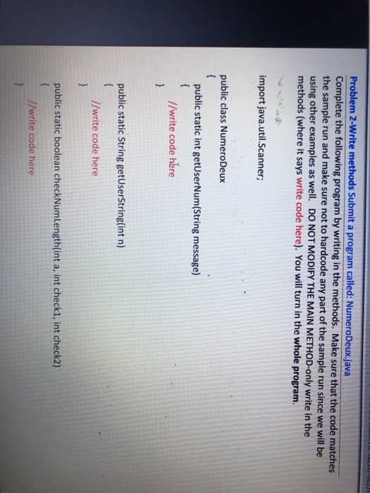 Solved Problem 2-Write methods Submit a program called: | Chegg.com