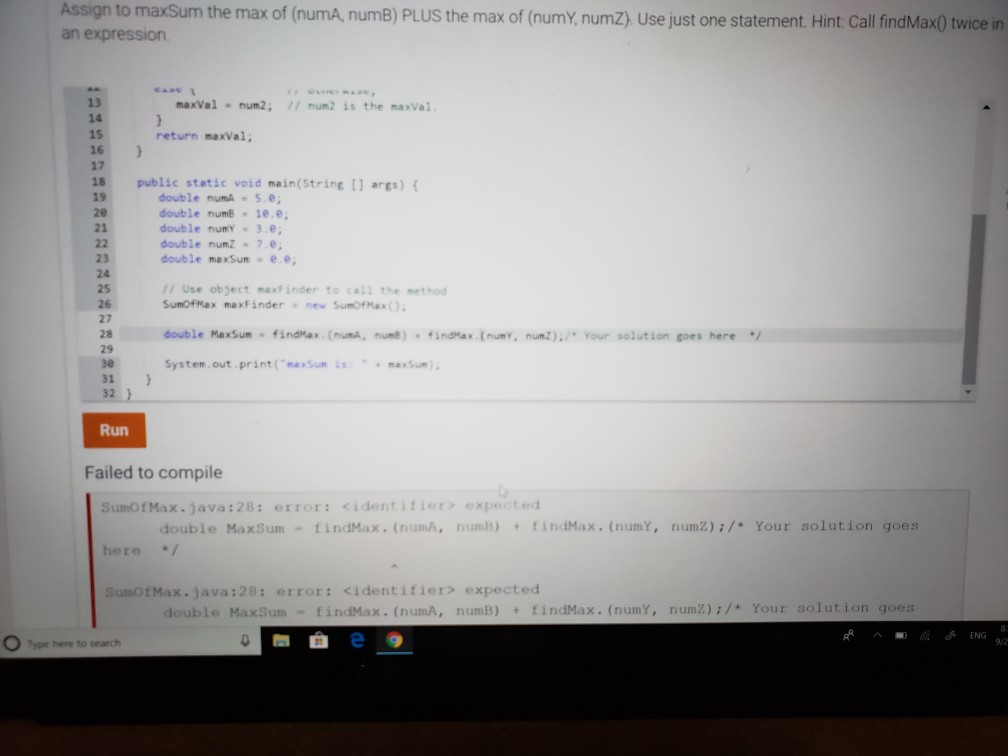 solved-assign-to-maxsum-the-max-of-numa-numb-plus-the-max-chegg