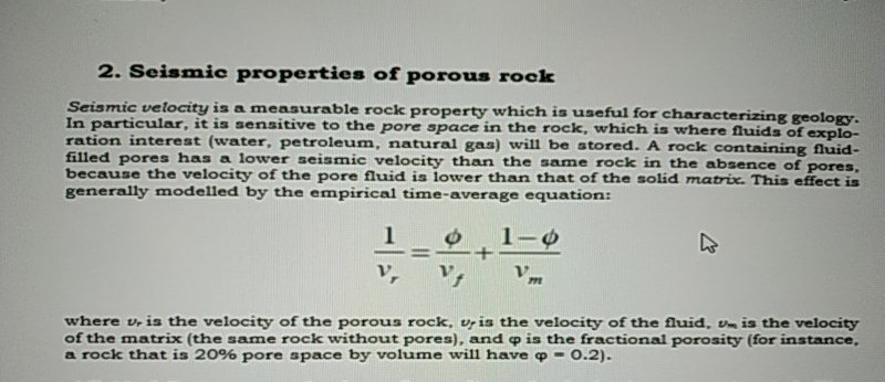 Solved 2. Seismic properties of porous rock Seismic velocity | Chegg.com