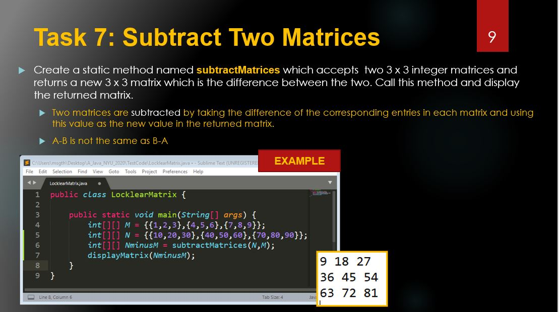 Solved Task 3 Create A Matrix 5 Create A Static Method 9760
