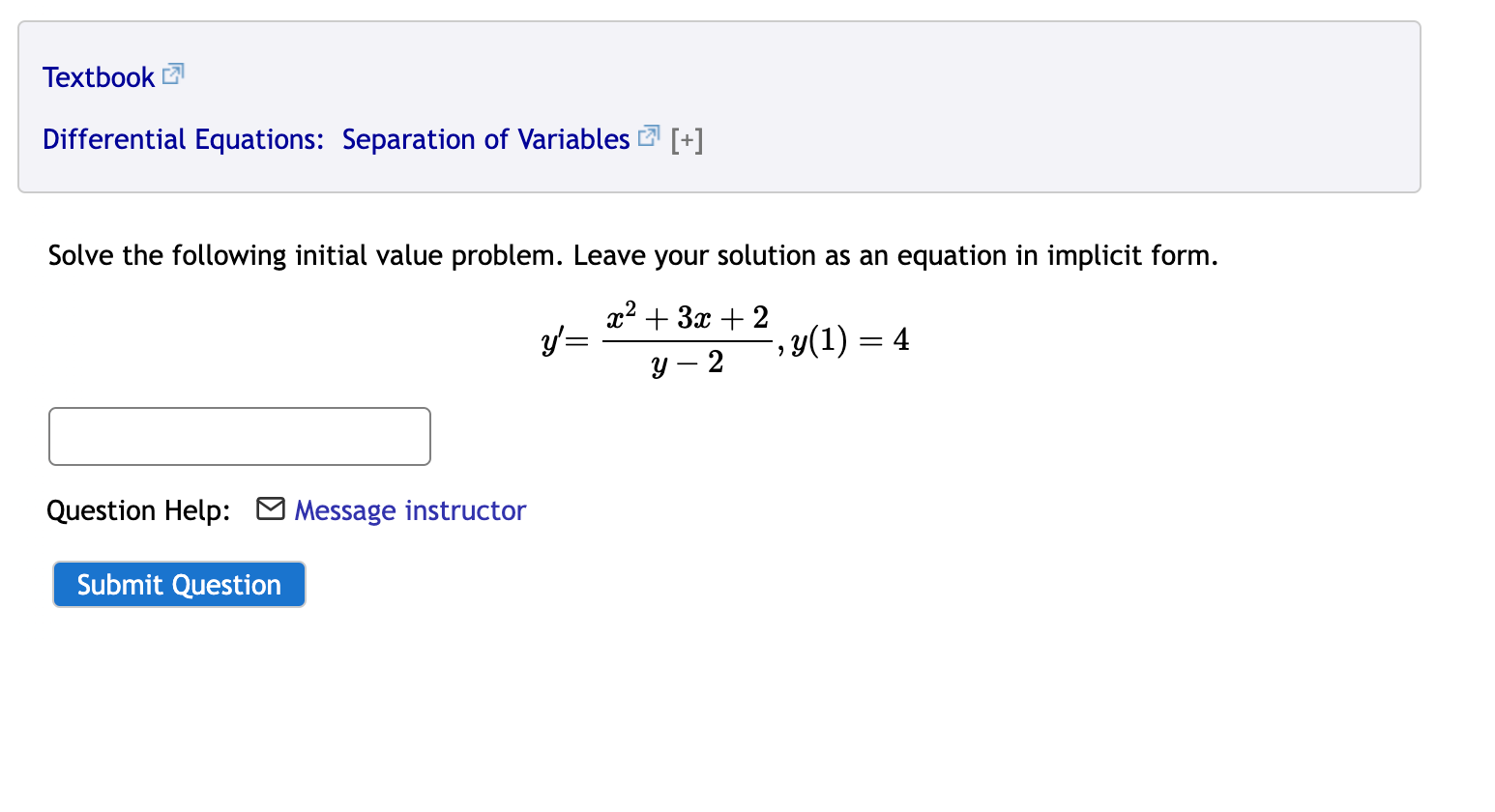 Solved Textbook 주 Differential Equations: Separation of | Chegg.com