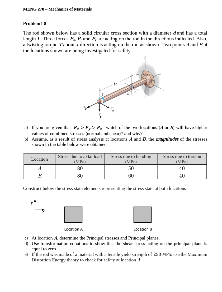 Solved Problem\# 8 The rod shown below has a solid circular | Chegg.com