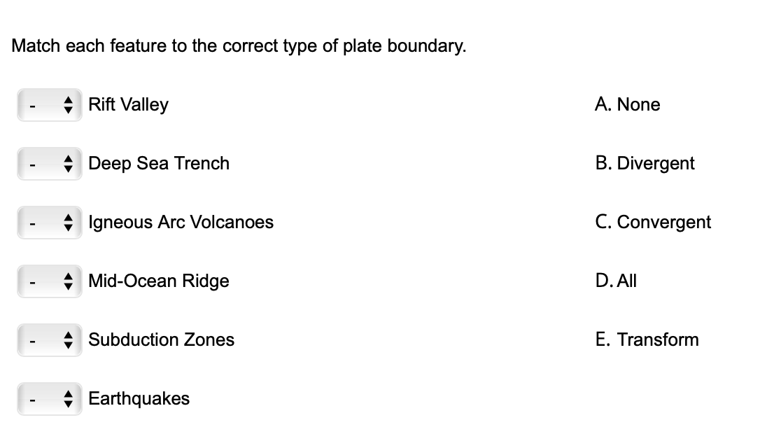 Solved Match each feature to the correct type of plate | Chegg.com
