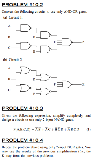 Solved PROBLEM #10.2 Convert the following circuits to use | Chegg.com