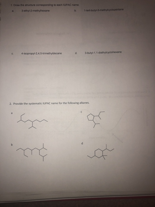 Solved e structure corresponding to each IUPAC a. d. | Chegg.com