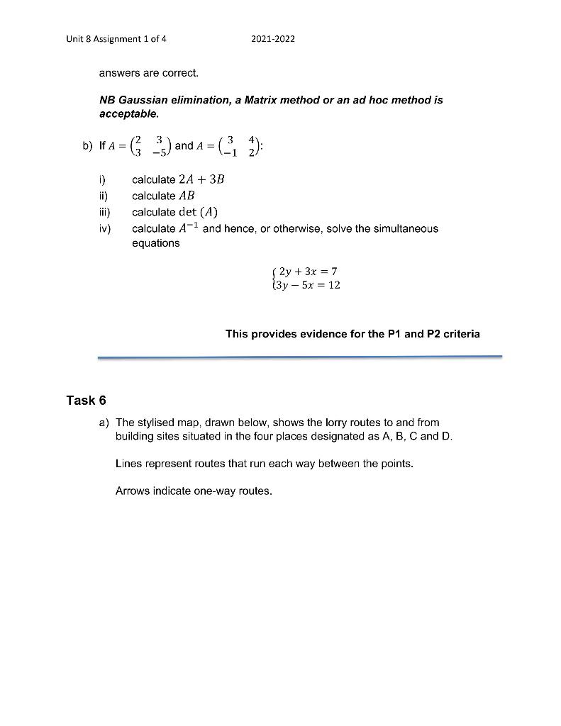 Solved Unit 8 Assignment 1 of 4 2021-2022 Task 1 a) A | Chegg.com