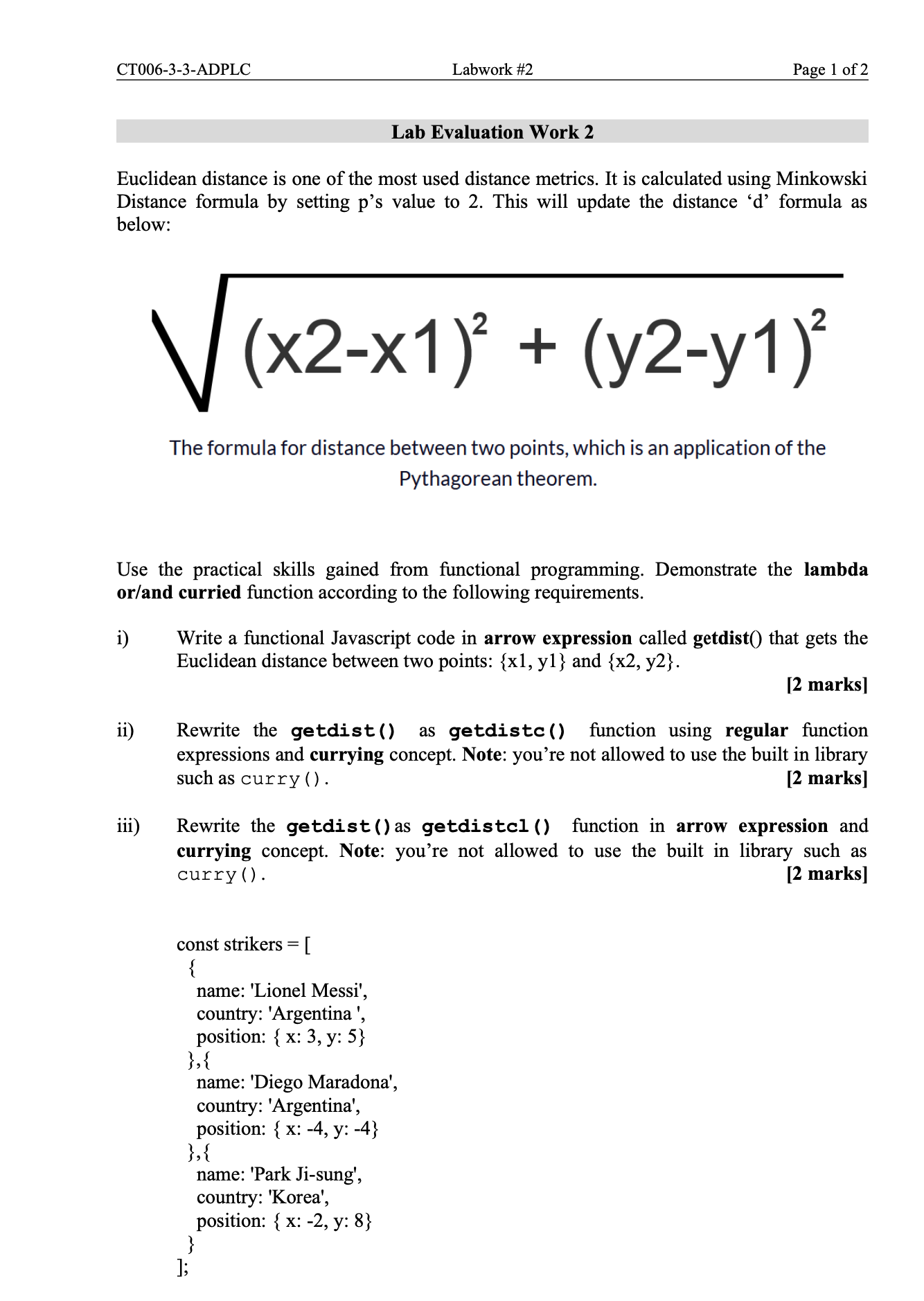 Solved Lab Evaluation Work 2Euclidean distance is one of the | Chegg.com