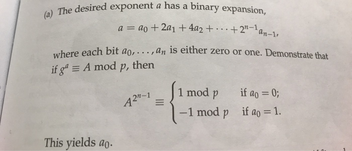 Solved Is: Suppose that g A mod p, g is a primitive root | Chegg.com