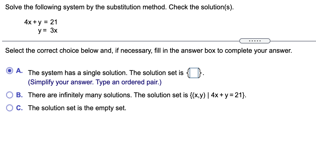 Solved Solve the following system by the substitution | Chegg.com