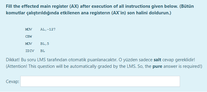 Solved Fill the effected main register (AX) after execution | Chegg.com