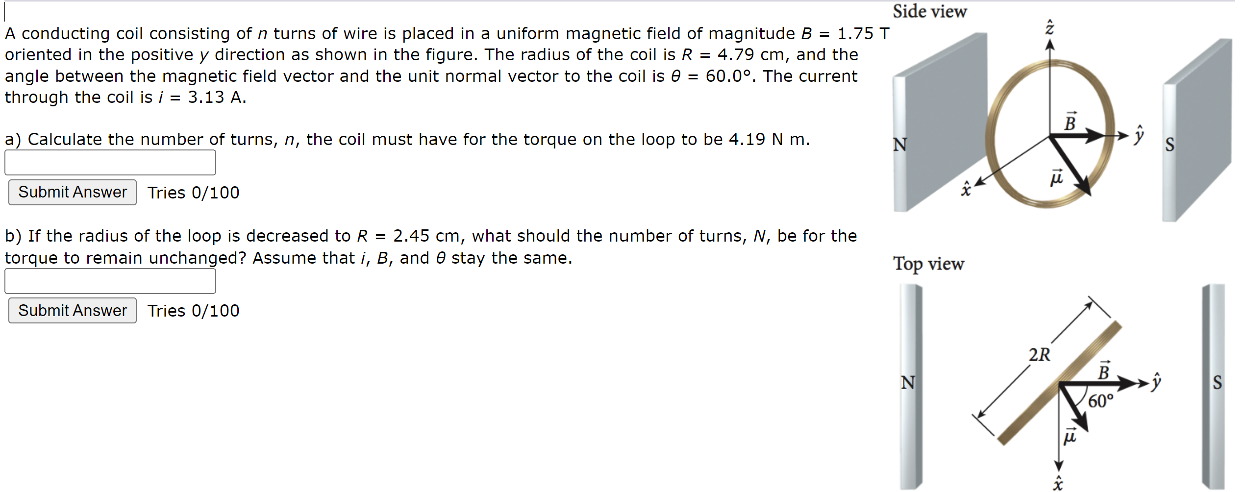 Solved A conducting coil consisting of n turns of wire is | Chegg.com