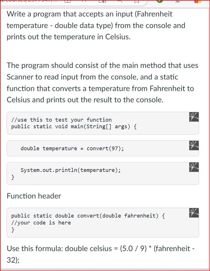 Solved Write A Program That Accepts An Input Fahrenheit 7655